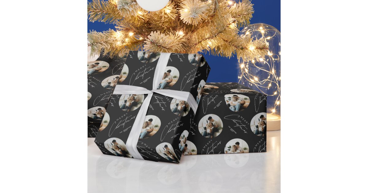 Personalized Cute Elegant Circle Photo Christmas Wrapping Paper | Zazzle