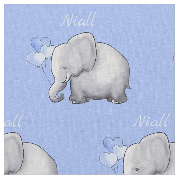 Personalized Elephants Pink Baby Girl Nursery Fabric | Zazzle.com