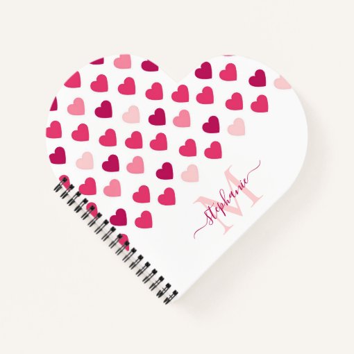 Personalized Cute Girly Pink Hearts Love Notebook | Zazzle