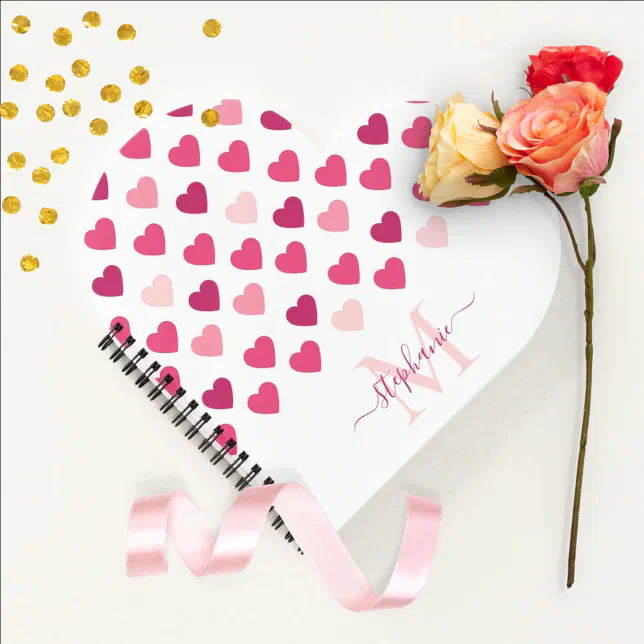 Personalized Cute Girly Pink Hearts Love Notebook | Zazzle
