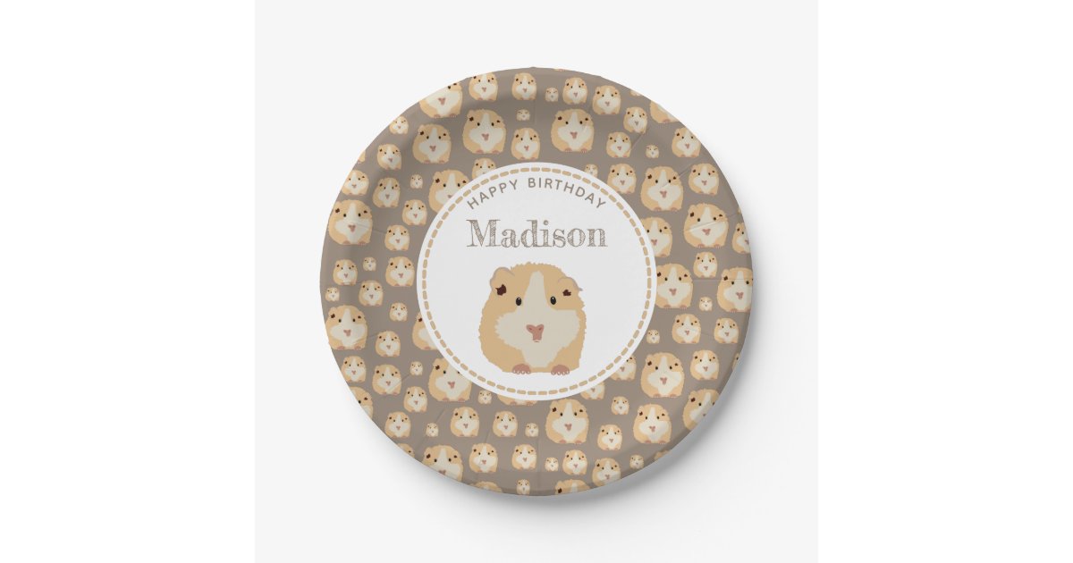 Personalized Cute Hamster Pattern Birthday Party Paper Plates | Zazzle