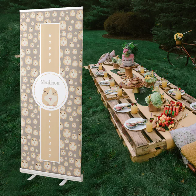 Personalized Cute Hamster Pattern Birthday Party Retractable Banner ...