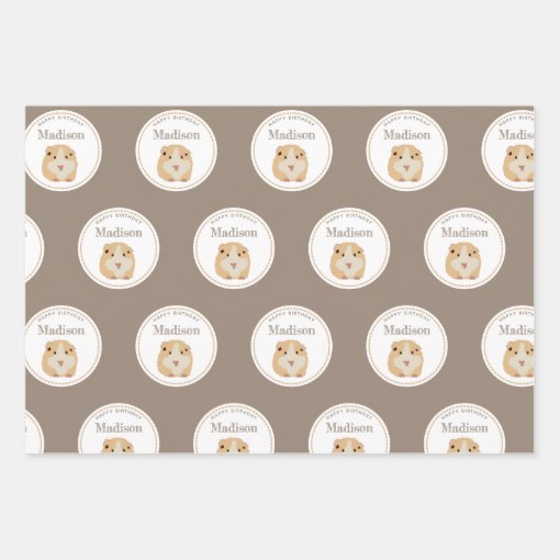 Personalized Cute Hamster Pattern Birthday Party Wrapping Paper Sheets ...