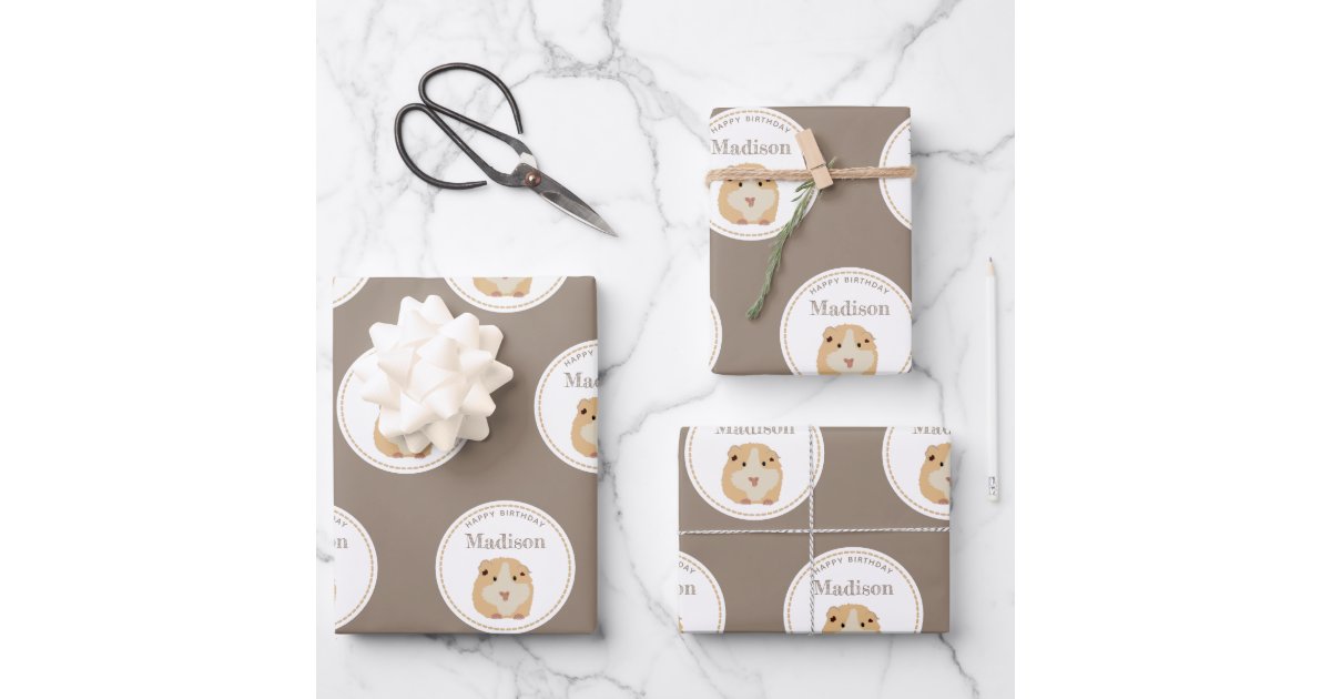 Personalized Cute Hamster Pattern Birthday Party Wrapping Paper Sheets ...