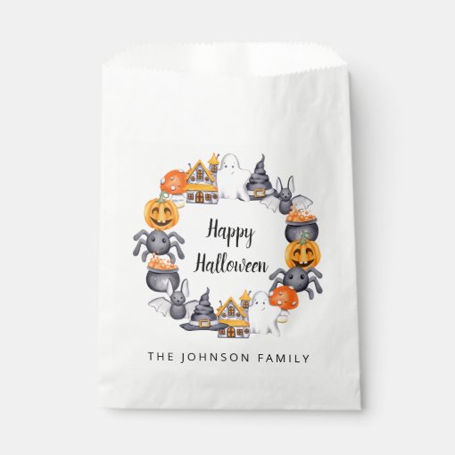 Personalized Cute Happy Halloween Illustration Favor Bag | Zazzle