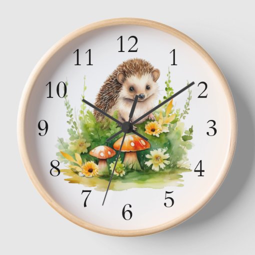 Personalized Cute Hedgehog Clock | Zazzle