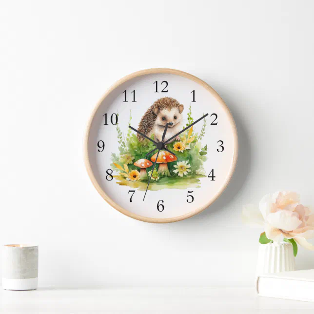 Personalized Cute Hedgehog Clock | Zazzle