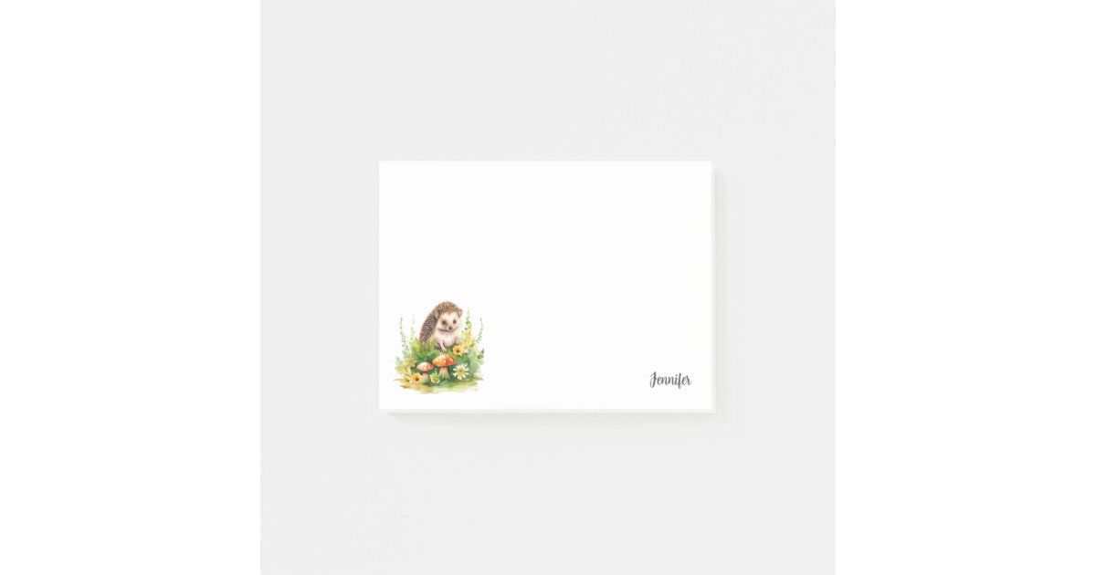 Personalized Cute Hedgehog Post-it Notes | Zazzle