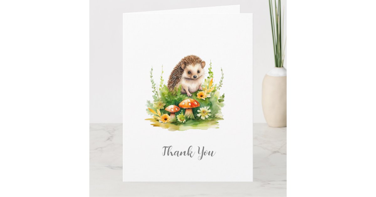 Personalized Cute Hedgehog Thank You Card | Zazzle