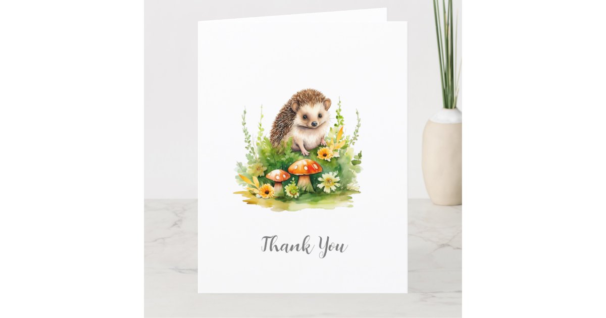 Personalized Cute Hedgehog Thank You Card | Zazzle