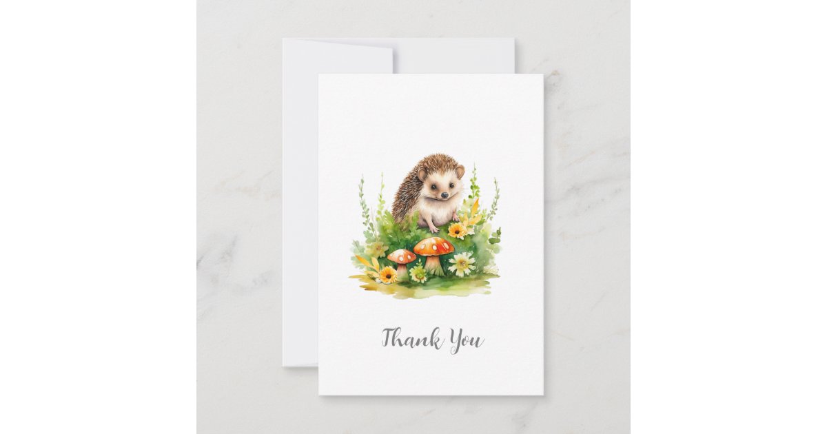 Personalized Cute Hedgehog Thank You Card | Zazzle