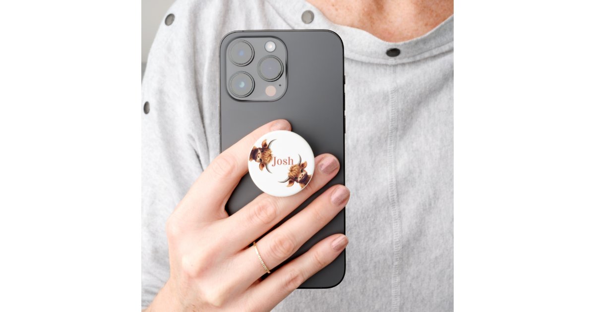 Personalized Cute highland cow PopSocket | Zazzle