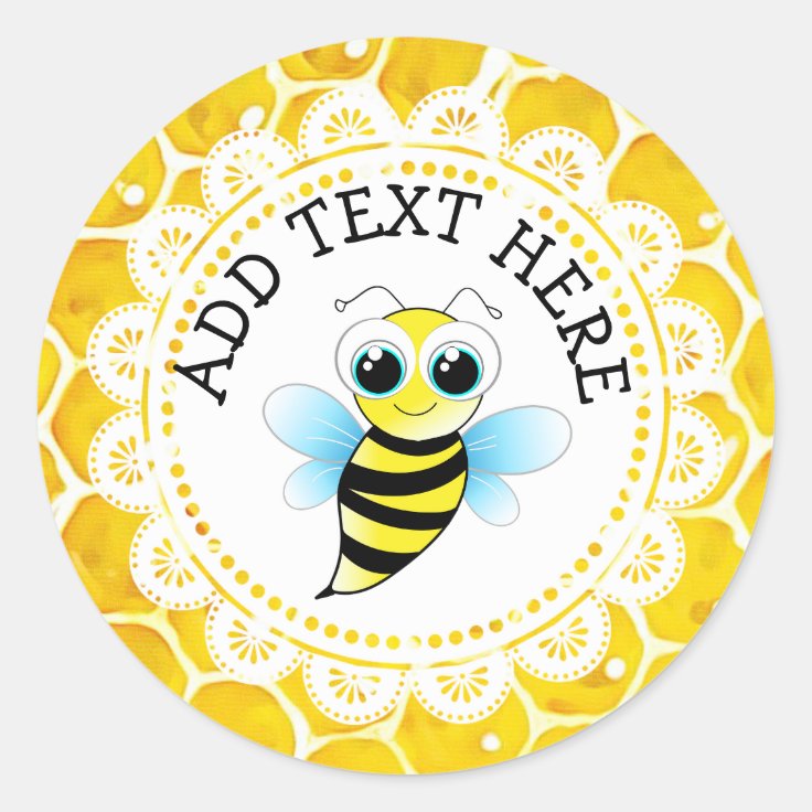 Personalized Cute Honeybee Honeycomb Stickers | Zazzle