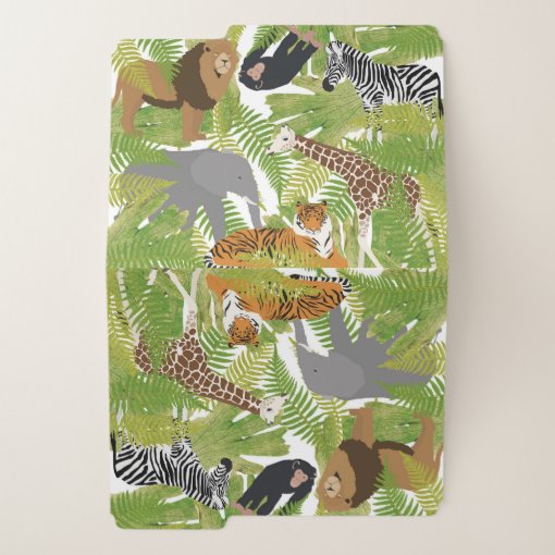 Personalized Cute Jungle Animals Safari School File Folder | Zazzle