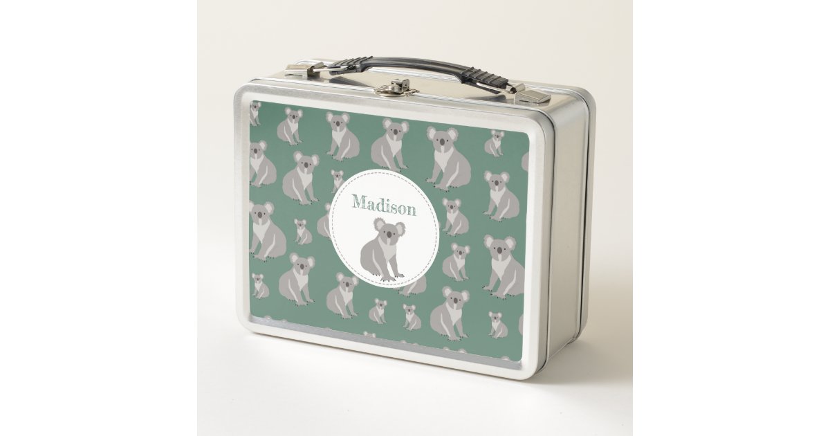 Personalized Cute Koala Pattern Metal Lunch Box | Zazzle