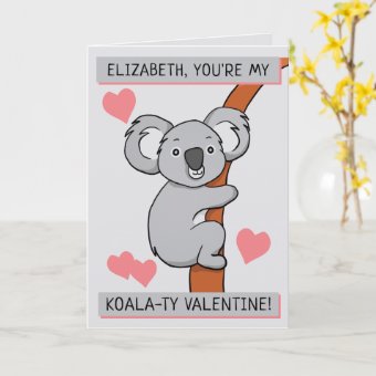 Personalized Cute Koala-ty Valentine Greeting Card | Zazzle