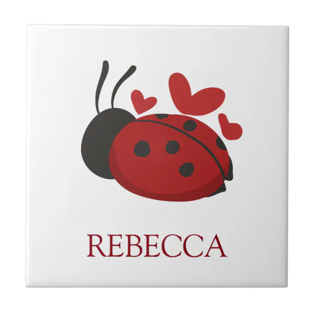 personalized cute ladybug tile | Zazzle
