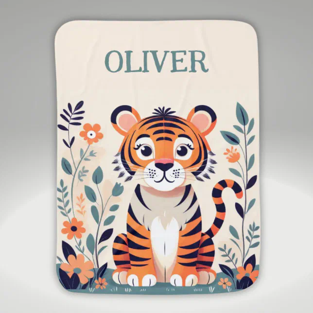 Personalized Cute Little Tiger Baby Blanket | Zazzle