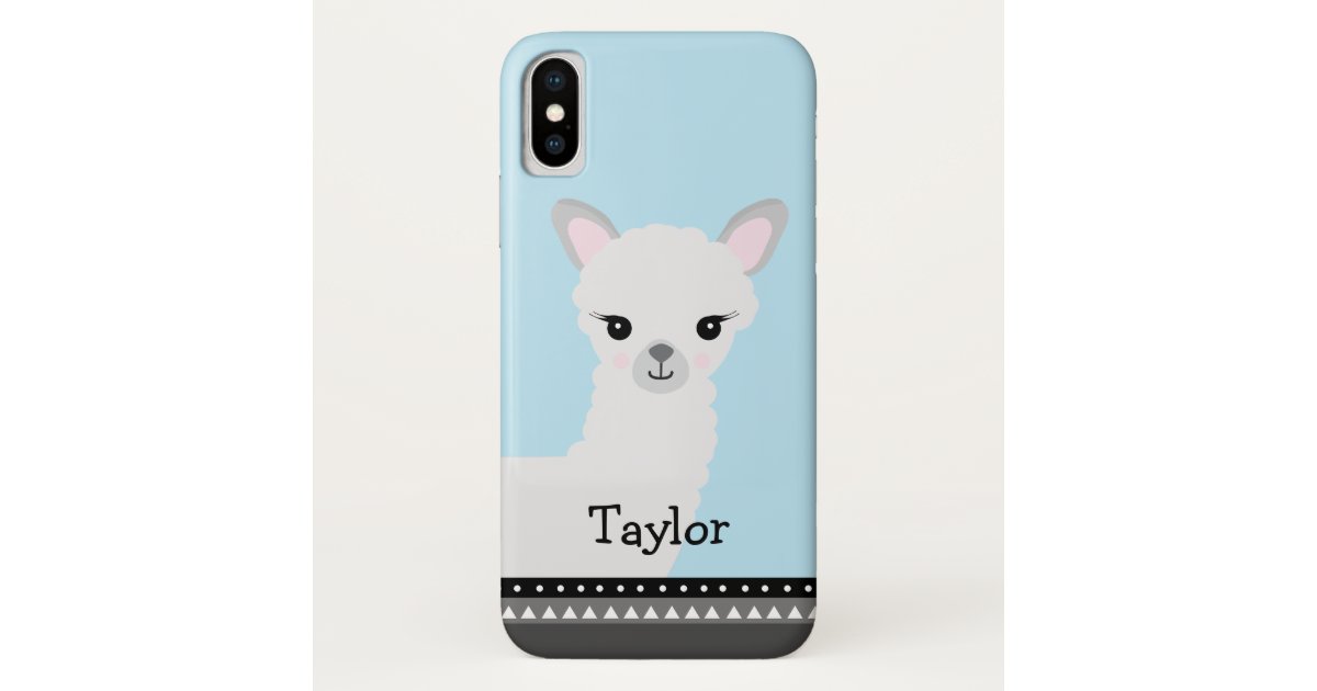 Personalized Cute Llama phone case blue | Zazzle