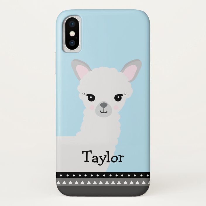 Personalized Cute Llama phone case blue | Zazzle.com