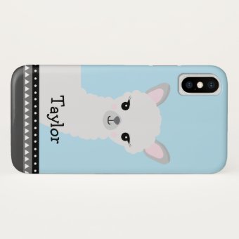 Personalized Cute Llama phone case blue | Zazzle