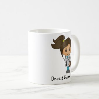 Personalized Cute Medical Doctor , Brunette Female Coffee Mug | Zazzle