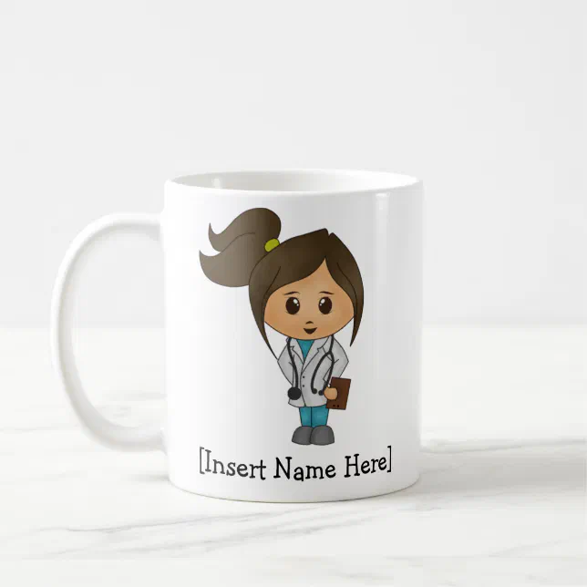 Personalized Cute Medical Doctor , Brunette Female Coffee Mug | Zazzle