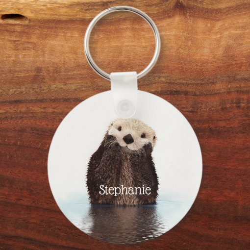 Personalized Cute Otter in Water Keychain | Zazzle
