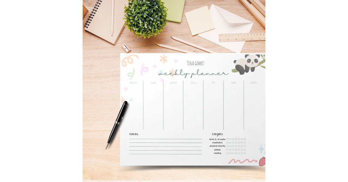 Personalized cute panda Weekly Planner Notepad | Zazzle