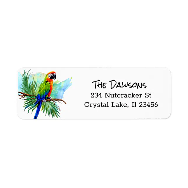 Personalized Cute Parrot Artwork Label | Zazzle
