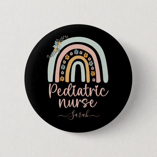 Personalized Cute Pediatric Nurse With Name Button | Zazzle