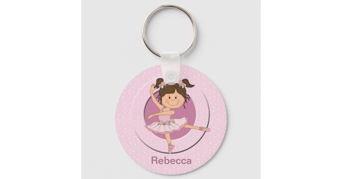 Personalized Cute Pink Ballerina Keychain | Zazzle