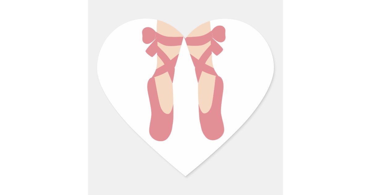 Personalized Cute Pink Ballet Pointe Shoes Heart Sticker | Zazzle
