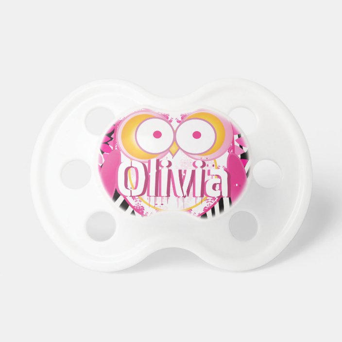 Personalized Cute Pink Modern Girl Owl Pacifier | Zazzle.com