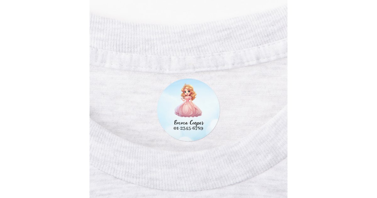 Personalized Cute Princess,Name,Phone number Kids' Labels | Zazzle