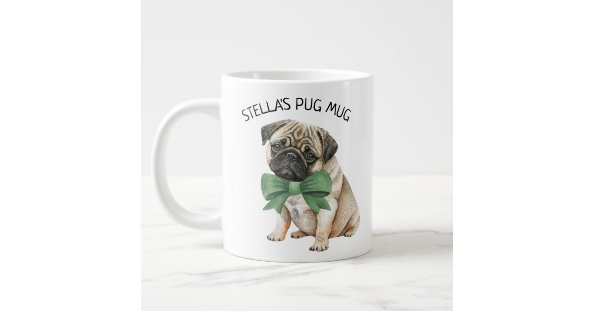 Personalized Cute Pug Giant Coffee Mug | Zazzle