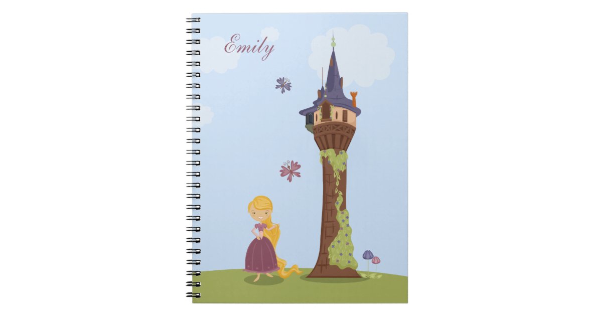 Personalized cute rapunzel and tower notebook | Zazzle