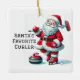 Personalized Cute Santa Curling Ceramic Ornament | Zazzle