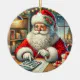 Personalized Cute Santa Doing Accounting Ceramic Ornament | Zazzle