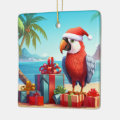 Personalized Cute Santa Parrot Beach Christmas Ceramic Ornament | Zazzle