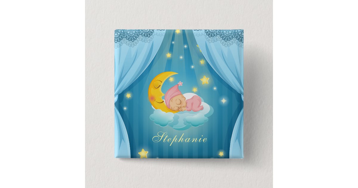 Personalized Cute Sleeping Baby | Pin Button | Zazzle