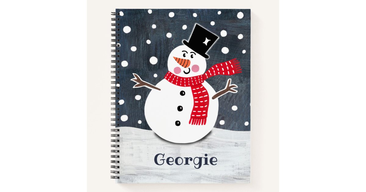 Personalized Cute Snowman Christmas Notebook | Zazzle