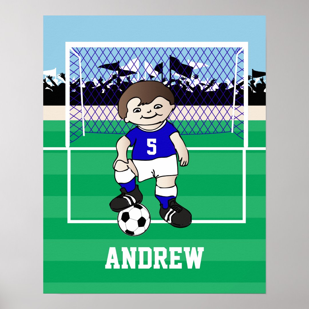 Personalized cute soccer boy poster | Zazzle