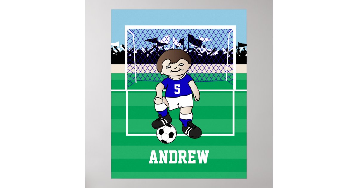 Personalized cute soccer boy poster | Zazzle