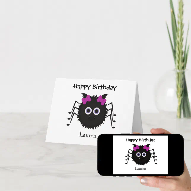 Personalized Cute Spider Birthday Card | Zazzle