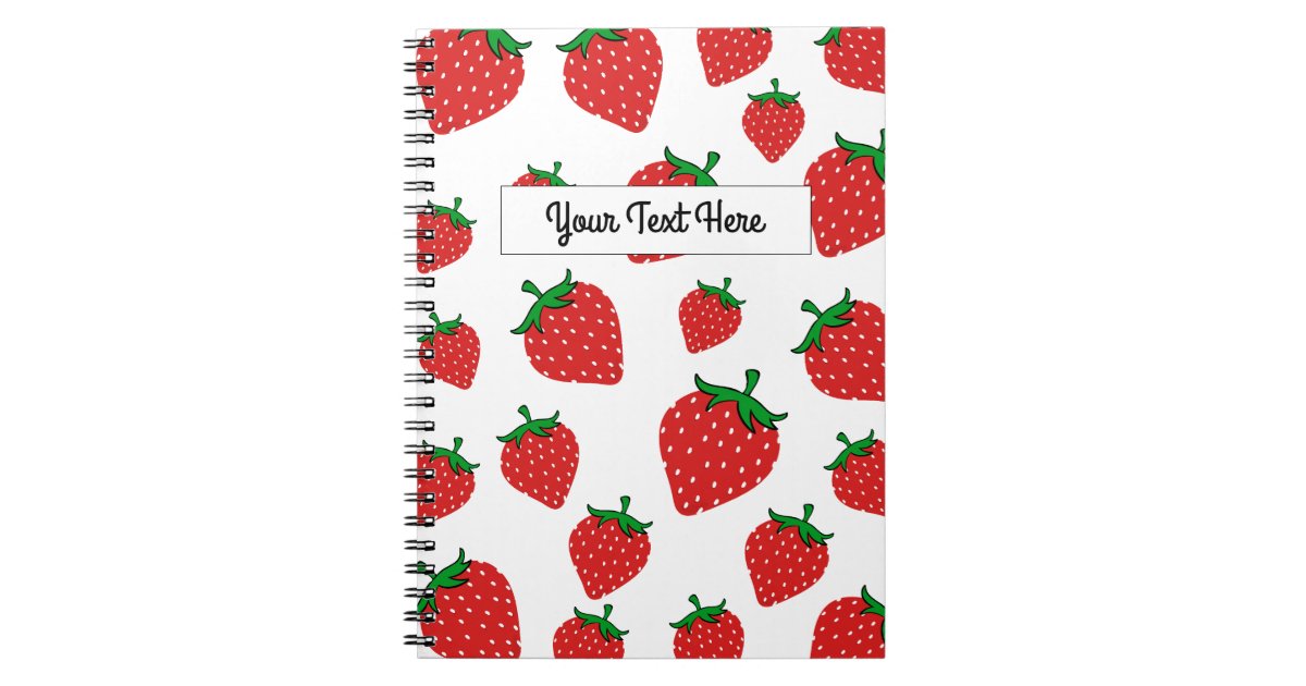 Personalized Cute Strawberry pattern Notebook | Zazzle