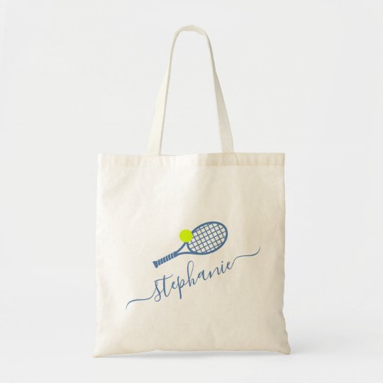 Personalized Cute Tennis Racket Monogram Tote Bag | Zazzle.com
