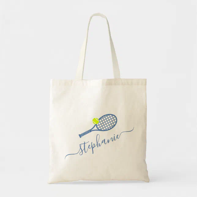 Personalized Cute Tennis Racket Monogram Tote Bag | Zazzle