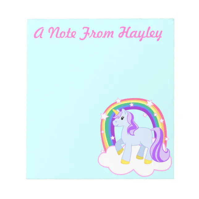 Personalized Cute Unicorn Note Pad | Zazzle