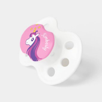 Personalized cute unicorn pacifier for baby girl | Zazzle